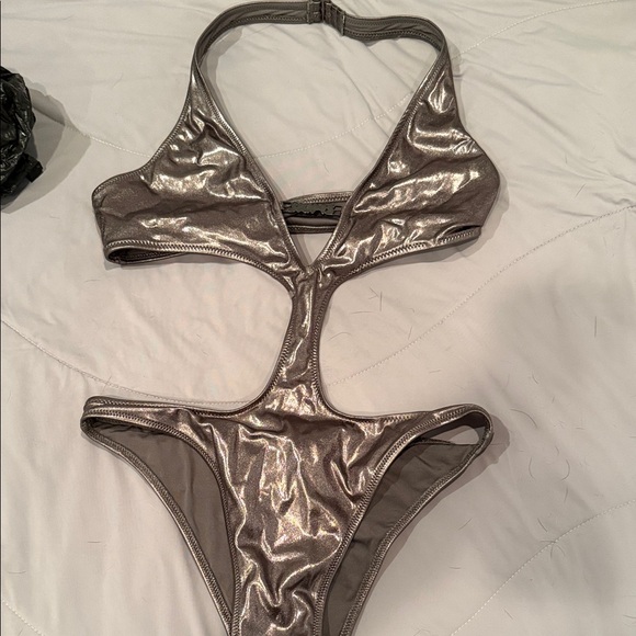 SKIMS | Swim | Skims Metallic Silver Swimsuit | Poshmark